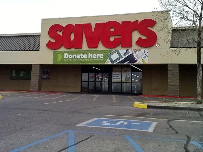 Savers' bold red signage beckons like a lighthouse for the bargain hunter. This Albuquerque warehouse of wonders promises treasures in every aisle.
