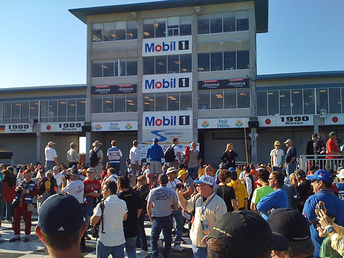 Racing fans gather outside Sebring International Raceway – where retirement pace meets racing speed once a year.
