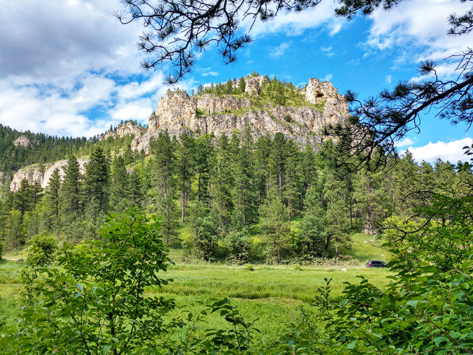 Majestic rock formations standing tall against the sky, like nature's own version of a cathedral&mdash;no admission fee required.