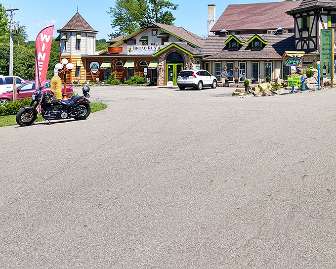 Colorful storefronts welcome visitors to Sugarcreek's shopping district. Small-town charm with a distinctly Swiss-Amish flavor.