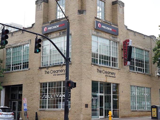 The Creamery building houses Sullivan's Steakhouse, where historic brick meets modern culinary magic.