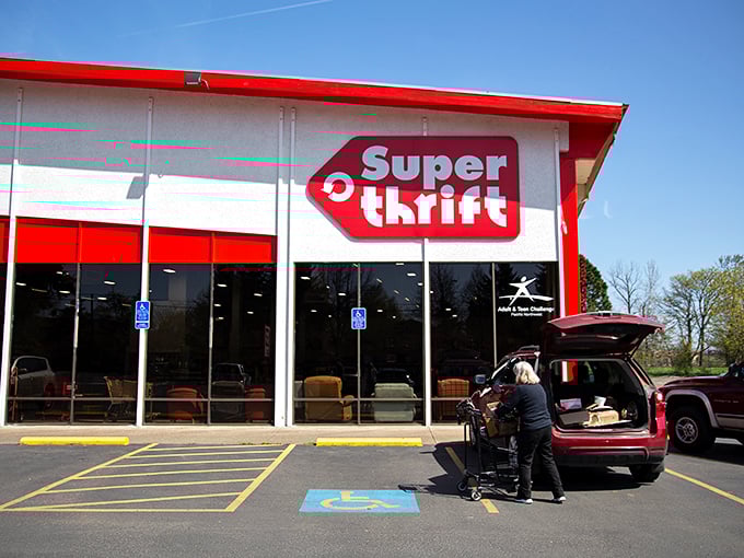 SuperThrift Eugene's clean lines and bright signage promise organized treasure hunting for college budgets. 