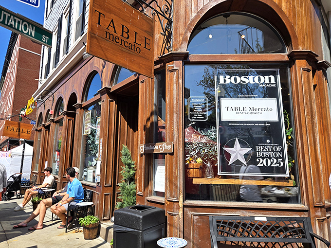 TABLE Mercato's wooden fa&ccedil;ade brings old-world Italian charm to the North End. Sandwich artistry awaits inside!
