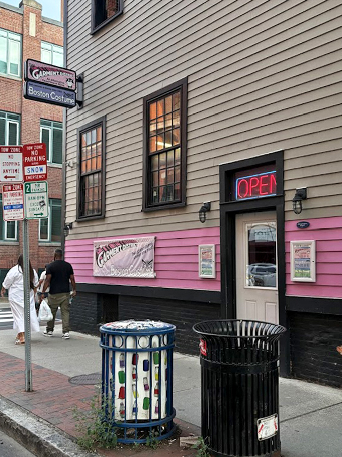 Pink and black stripes make The Garment District impossible to miss &ndash; like a candy store for vintage lovers.