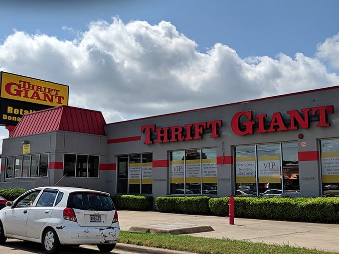 Thrift Giant lives up to its name with a sprawling storefront. Where Texas-sized dreams meet wallet-friendly reality!
