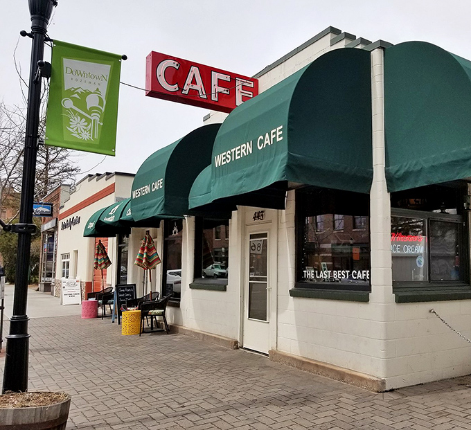 Those green awnings have been sheltering hungry Bozeman folks for decades, rain or shine or snow.