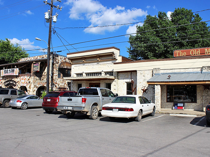 Wimberley's charming shopping district invites you to browse local treasures along this peaceful Hill Country street.