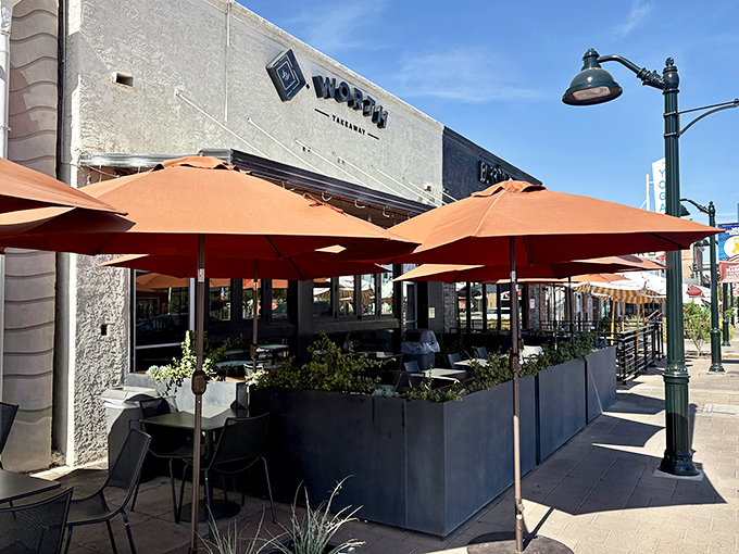 Worth Takeaway's sleek, modern storefront brings a touch of urban cool to Mesa's downtown scene.