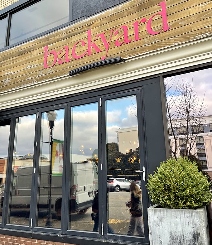 Morning, noon, or night &ndash; Backyard's inviting fa&ccedil;ade promises urban sophistication in the heart of Huntington.
