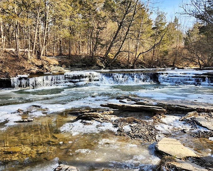 Nature's own waterfall staircase at Caesar Creek. The sound alone is better therapy than anything you'll find on a meditation app.