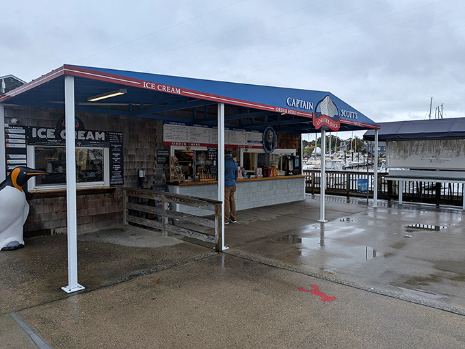 Rain or shine, the seafood shrine! Captain Scott's covered pavilion ensures nothing comes between you and your lobster roll.