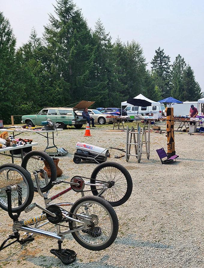 Old bicycles and vintage finds create stories waiting to be discovered by adventurous shoppers.