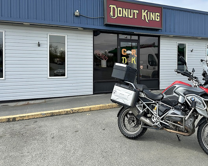 The motorcycle parked outside says it all &ndash; even tough riders can't resist the siren call of Donut King's fresh pastries.