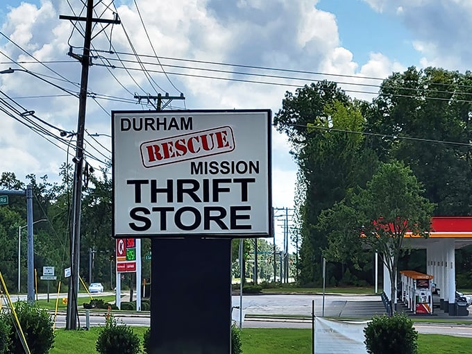 Behind this unassuming brick facade lies a wonderland of secondhand treasures. The Durham Rescue Mission delivers deals with purpose.