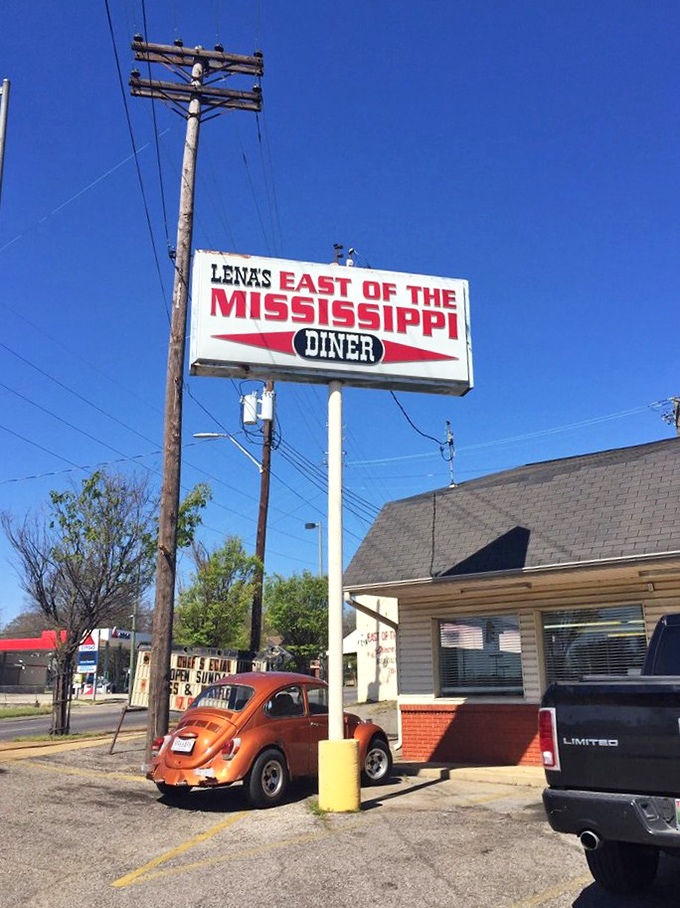 The sign says it all – you're east of the Mississippi and deep in the heart of authentic Southern diner territory.
