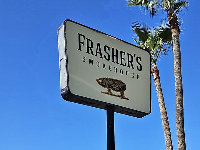 That pig silhouette on the sign isn't just decoration&mdash;it's a promise of pork perfection waiting inside.