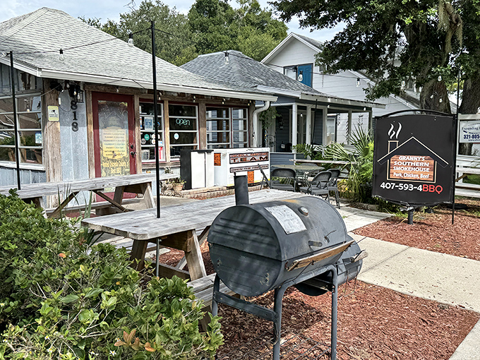 That smoker sitting outside Granny's isn't just equipment &ndash; it's a time machine to flavor country. Simple, honest, and absolutely necessary.