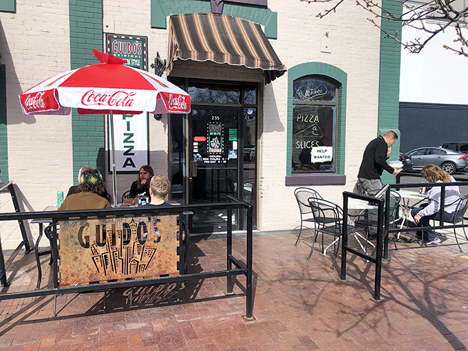 The sidewalk seating at Guido's lets you enjoy your slice with a side of people-watching&mdash;a perfect urban pizza experience in downtown Boise.