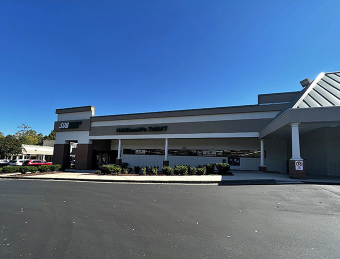 The unassuming exterior of HandmeUPs hides a world of carefully curated secondhand gems inside.