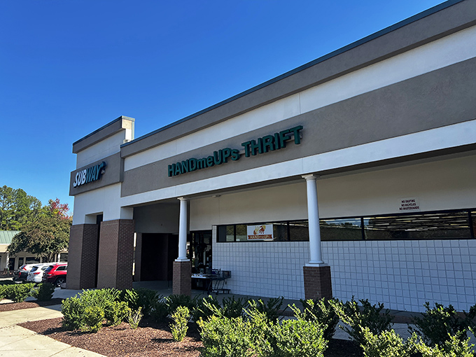 Nestled beside a Subway, this thrift shop proves good things come in unexpected packages.