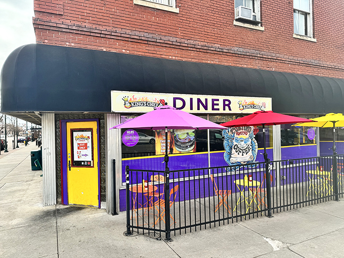 The cheerful purple and yellow King's Chef Diner brightens up Colorado Springs. Those colorful umbrellas aren't just for show&mdash;they're for enjoying massive breakfast plates outside!