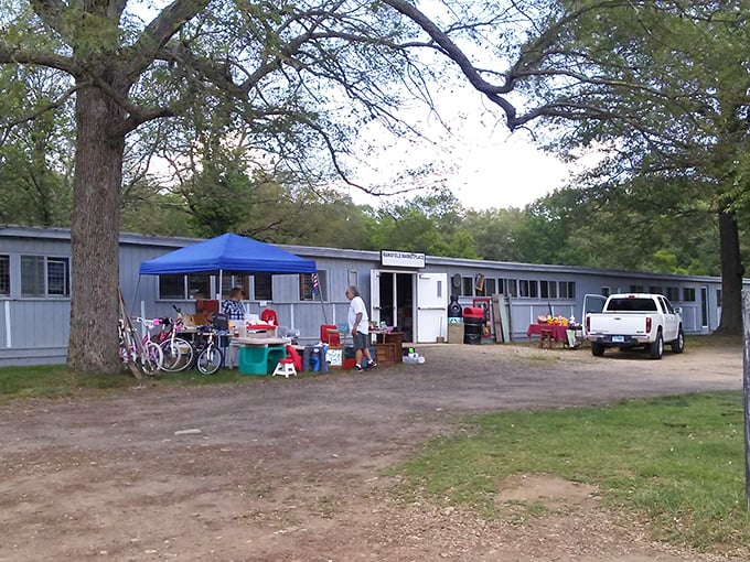 Movie screens by night, marketplace by day! The Mansfield Drive-In transforms into a shopper's paradise where the only drama is who spots the best deal first.