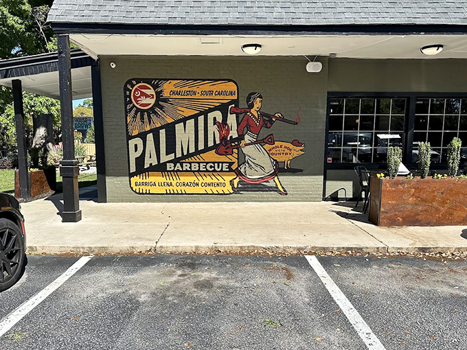 The colorful mural tells you everything about the passion and pride that goes into every smoky bite here.