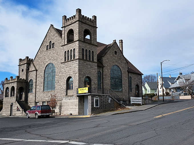 That stone church tower has watched over Pendleton for generations, standing strong like the community itself.