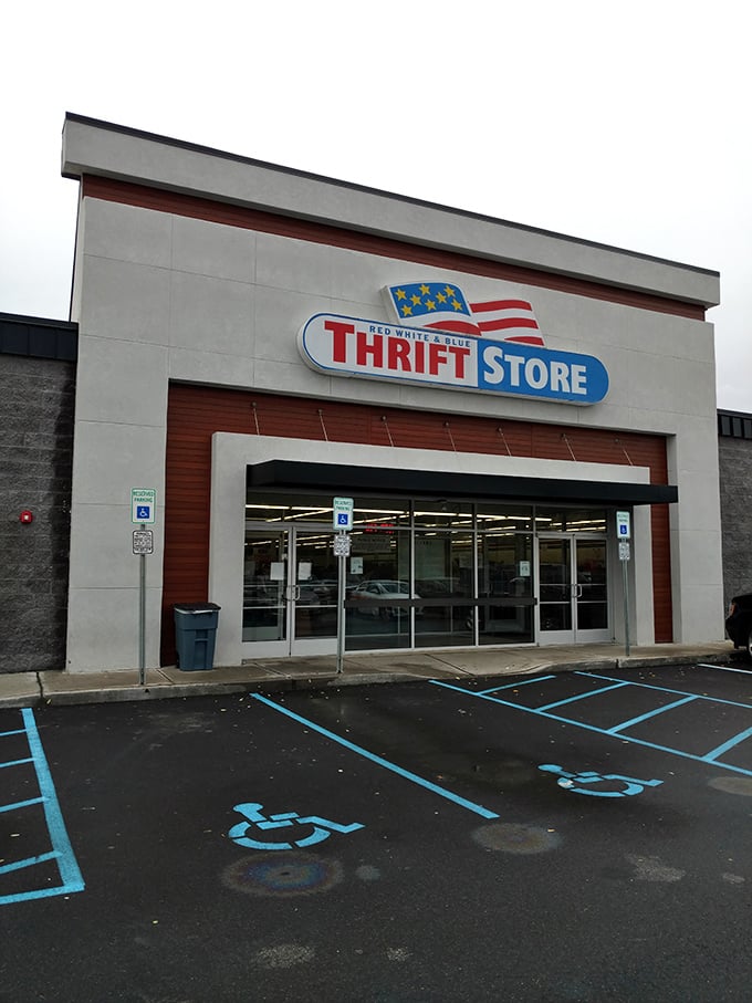 The clean, modern facade belies the decades of history inside. Those handicap spaces are conveniently close&mdash;they know their shoppers might need extra room for treasures!