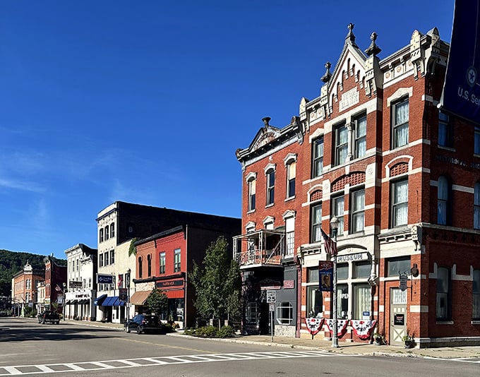 Red brick splendor in downtown Salamanca. These sturdy buildings have witnessed generations come and go, now welcoming retirees seeking affordability.