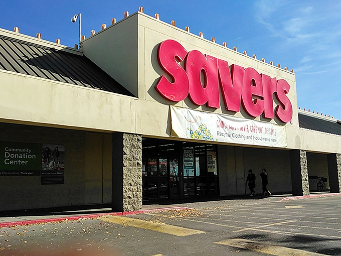 The thrift store equivalent of "go big or go home." Savers' impressive storefront hints at the vast shopping adventure waiting inside.