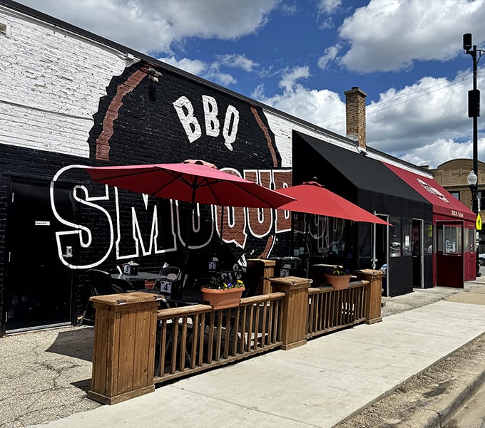 That outdoor patio practically begs for sunny afternoons spent with ribs, friends, and absolutely no regrets whatsoever.