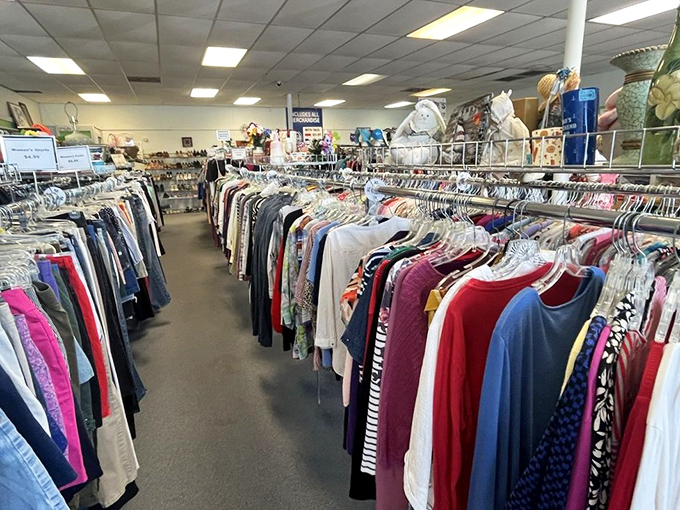 Racks upon racks of potential wardrobe revivals await the patient treasure hunter.