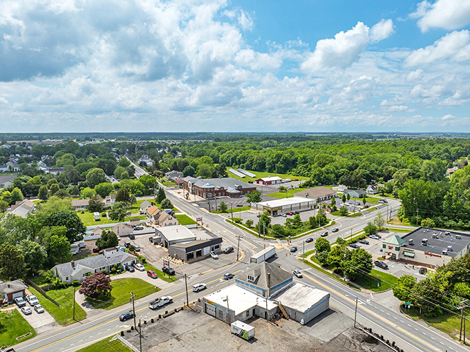 From this aerial view, Townsend looks like it was planned by someone who understood the value of breathing room.