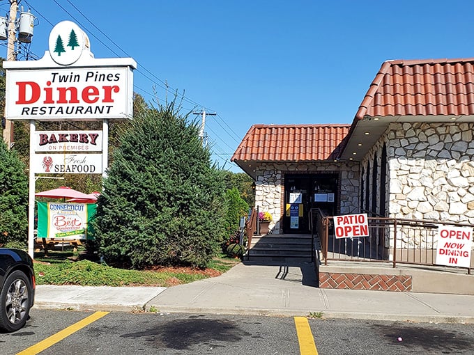 That "Bakery" sign at Twin Pines isn't kidding around&mdash;their display case is where diet plans go to die happily.