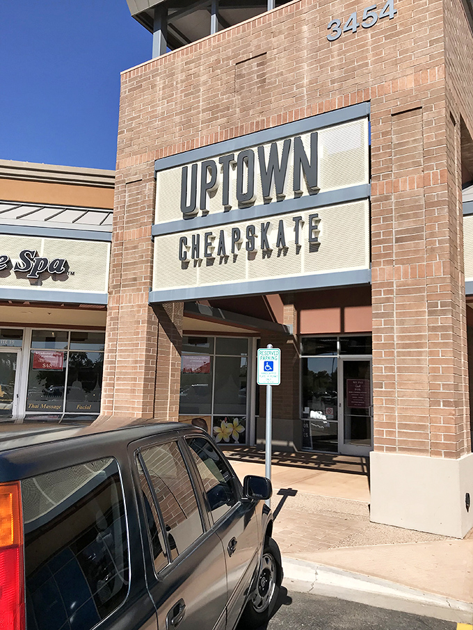 The sleek signage hints at what's inside &ndash; secondhand prices with first-class style in suburban Chandler.