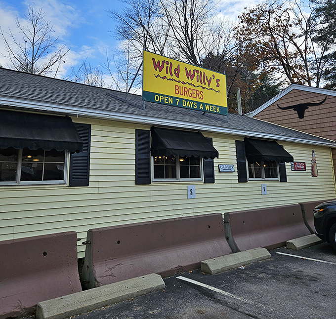 The black awnings and bright sign promise exactly what you'll find inside &ndash; wildly good burgers without the fuss.