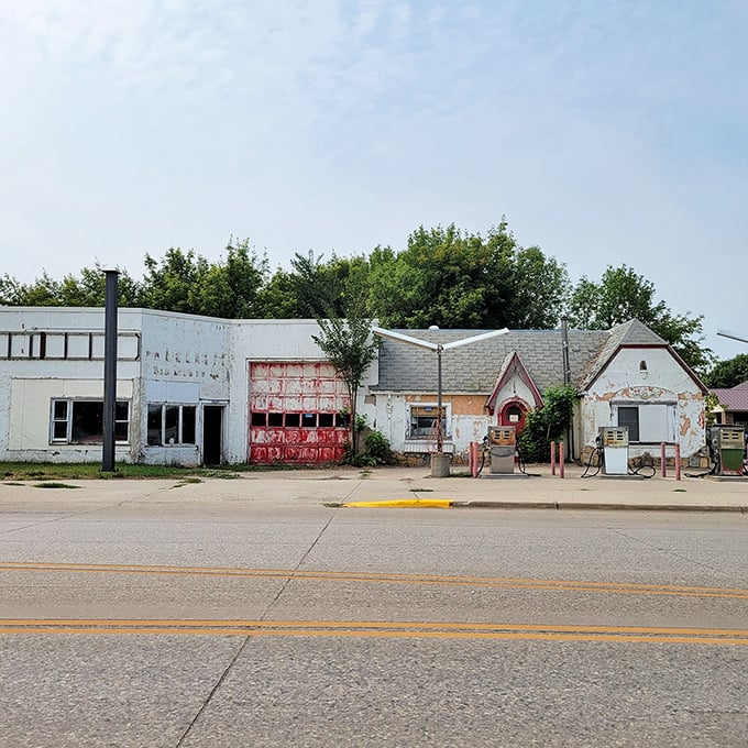 Even abandoned buildings tell stories here &ndash; this old gas station whispers tales of road trips and travelers from decades past.
