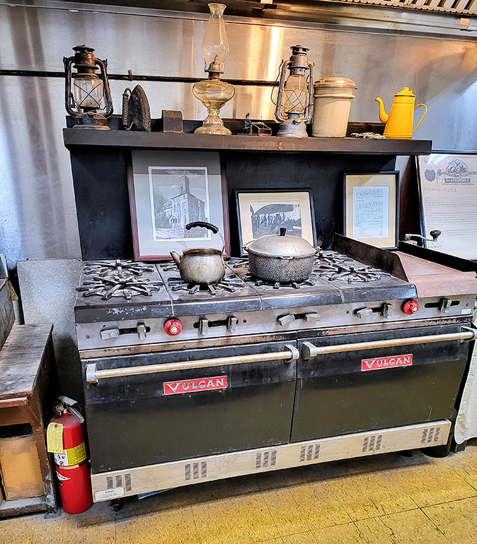 Prison cuisine was never this fancy! The vintage Vulcan stove that once fed inmates now serves as a reminder of simpler, if not happier, institutional times.