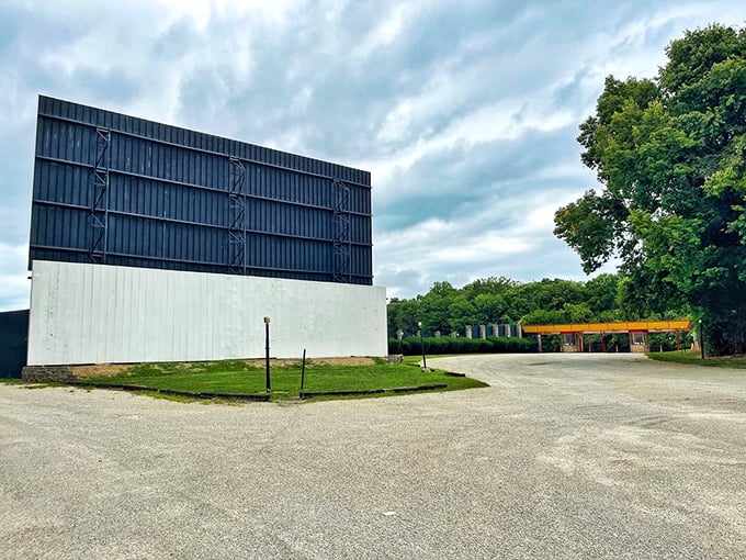 Behind-the-scenes view of cinema magic. This massive structure has witnessed countless stories unfold against the backdrop of Ohio sunsets.