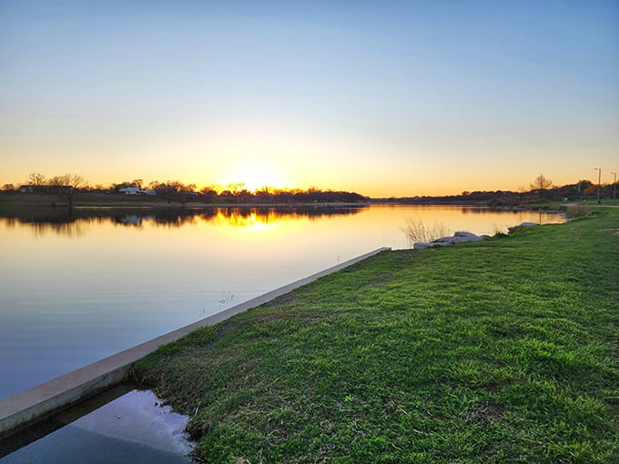 Sunset paints the Llano River with golden brushstrokes, turning an ordinary Texas evening into a masterpiece worth savoring.