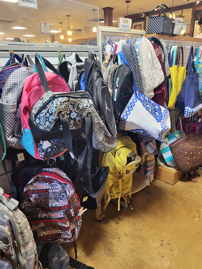 Bags heaven! This colorful collection of purses and totes proves one shopper's castoff is another's fashion statement waiting to happen.