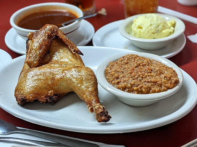 That chicken didn't just get smoked, it got a full Southern education. The sides aren't supporting actors; they're co-stars in this delicious drama.