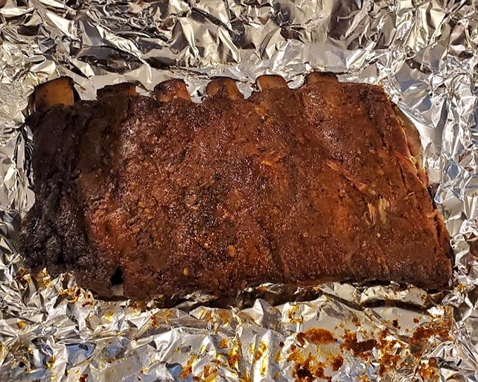 These ribs don't need a fancy introduction&mdash;they've got that mahogany bark and pink smoke ring that speaks the universal language of proper barbecue.