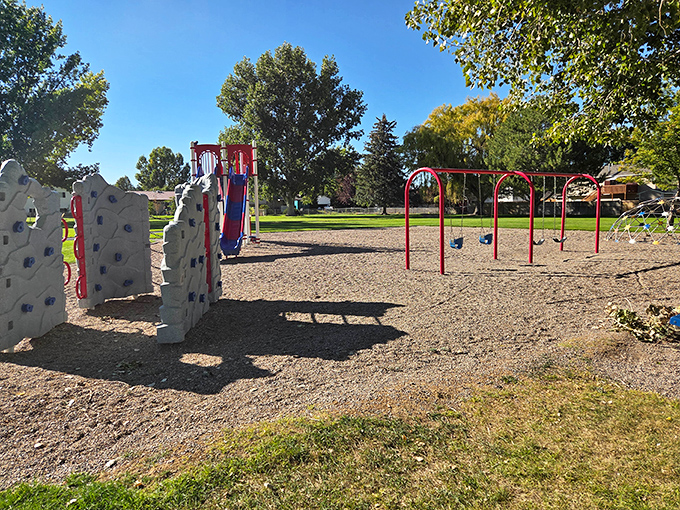 Playgrounds where grandkids can burn energy without parents burning through savings. The climbing wall offers challenges while your investment portfolio doesn't have to.