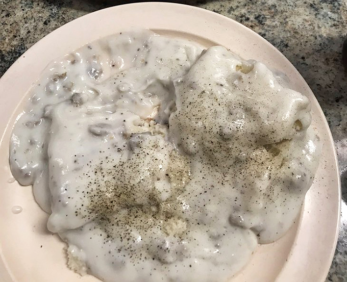 Behold the star attraction &ndash; biscuits and gravy so perfectly peppery and creamy, they could make a Southern grandmother weep with pride.