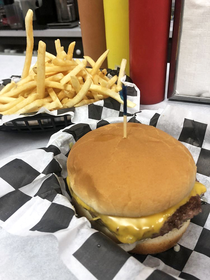 This isn't just a burger&mdash;it's a revelation between two buns. The bison patty and golden fries create a Montana symphony on a plate.