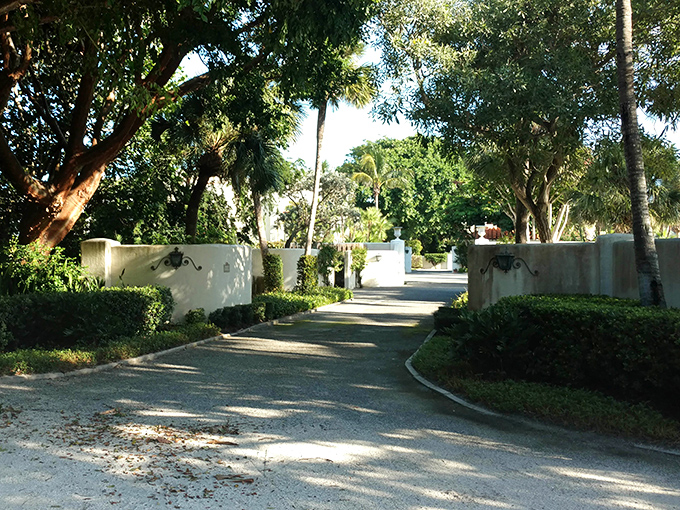 Tree-lined pathways invite exploration through Boca Grande's lush landscape. Dappled sunlight creates nature's own air conditioning on hot Florida days.