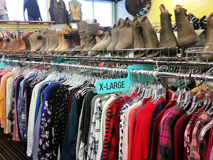 Boot heaven meets shirt paradise. In Alaska, both are essential, and here, both are affordable enough to justify that "just one more" purchase.