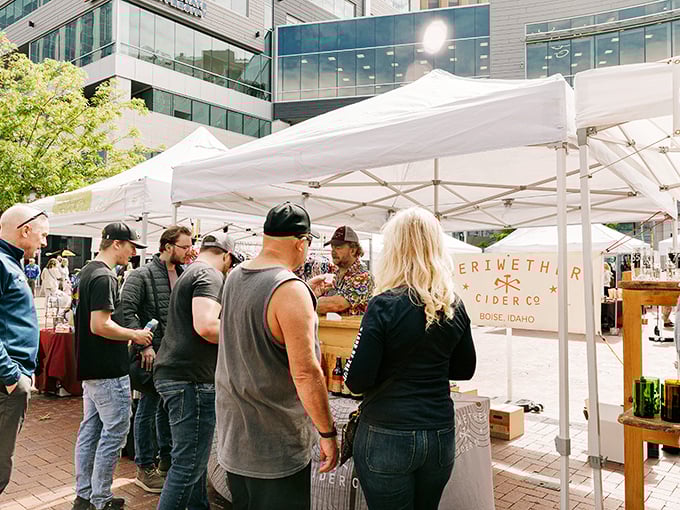 The Meriwether Cider booth draws a crowd like moths to flame&mdash;except instead of getting burned, these folks get refreshed.